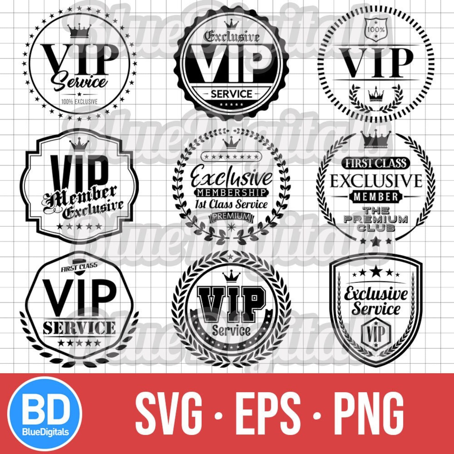 SVG Vip Service Badges | Vector Eps VIP Icons | Set of PNG Vip Logo ...