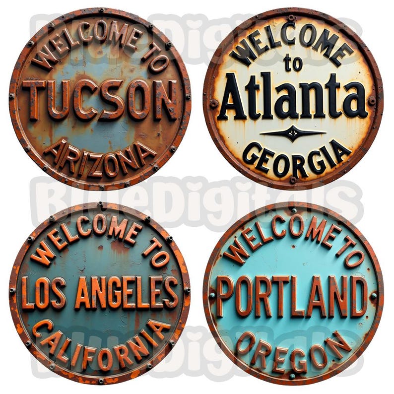 Welcome Sign Png, Rusty Welcome Boards Png, Welcome US Cities Png Oil ...