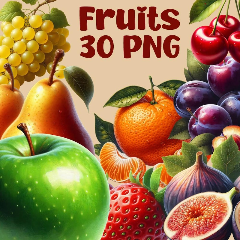 Painted Fruit Clipart - Etsy UK