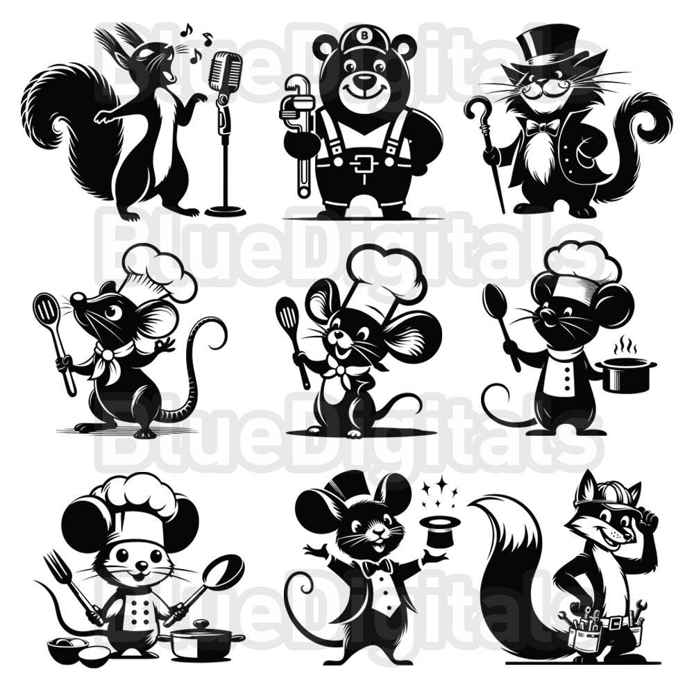 Funny Cartoon Animals Svg, Cook Animal Svg, Chef Animal Svg, Kung Fu ...