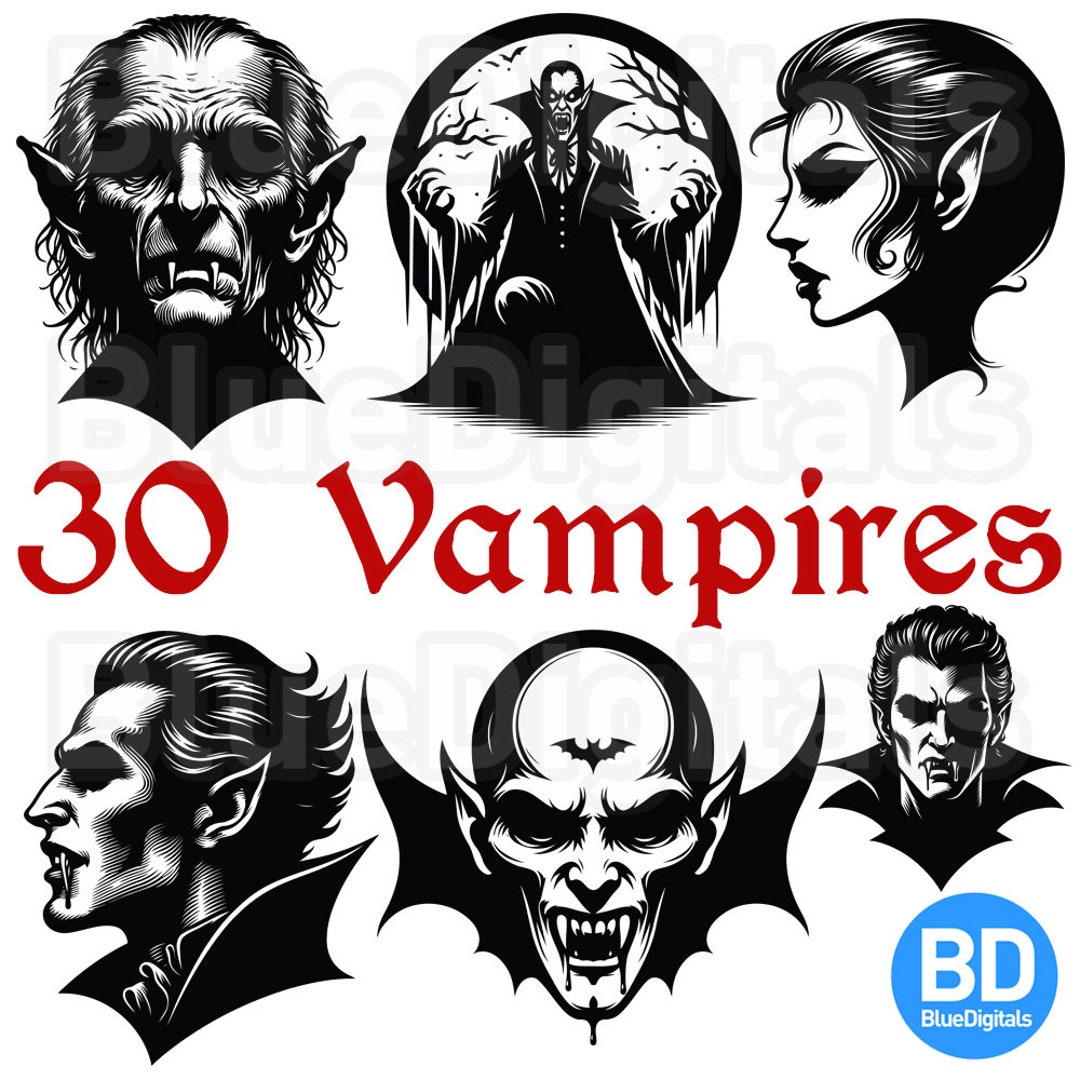 SVG Vampire Silhouettes | Set of PNG Vampires | Vampire Portraits 300 ...