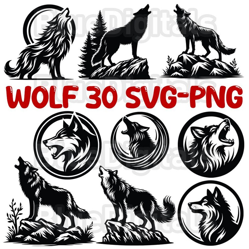 Lobo SVG, Lobos SVG Clipart, Lobo aullando Silueta SVG, 30 Archivos Png ...