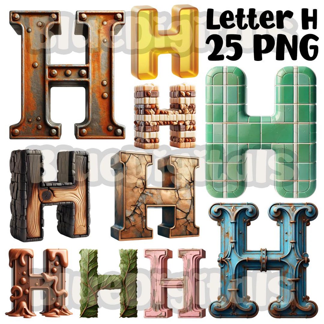 Png Letters, Letter H Png, Png Letter Bundle 300 Dpi, Letter H Clipart ...