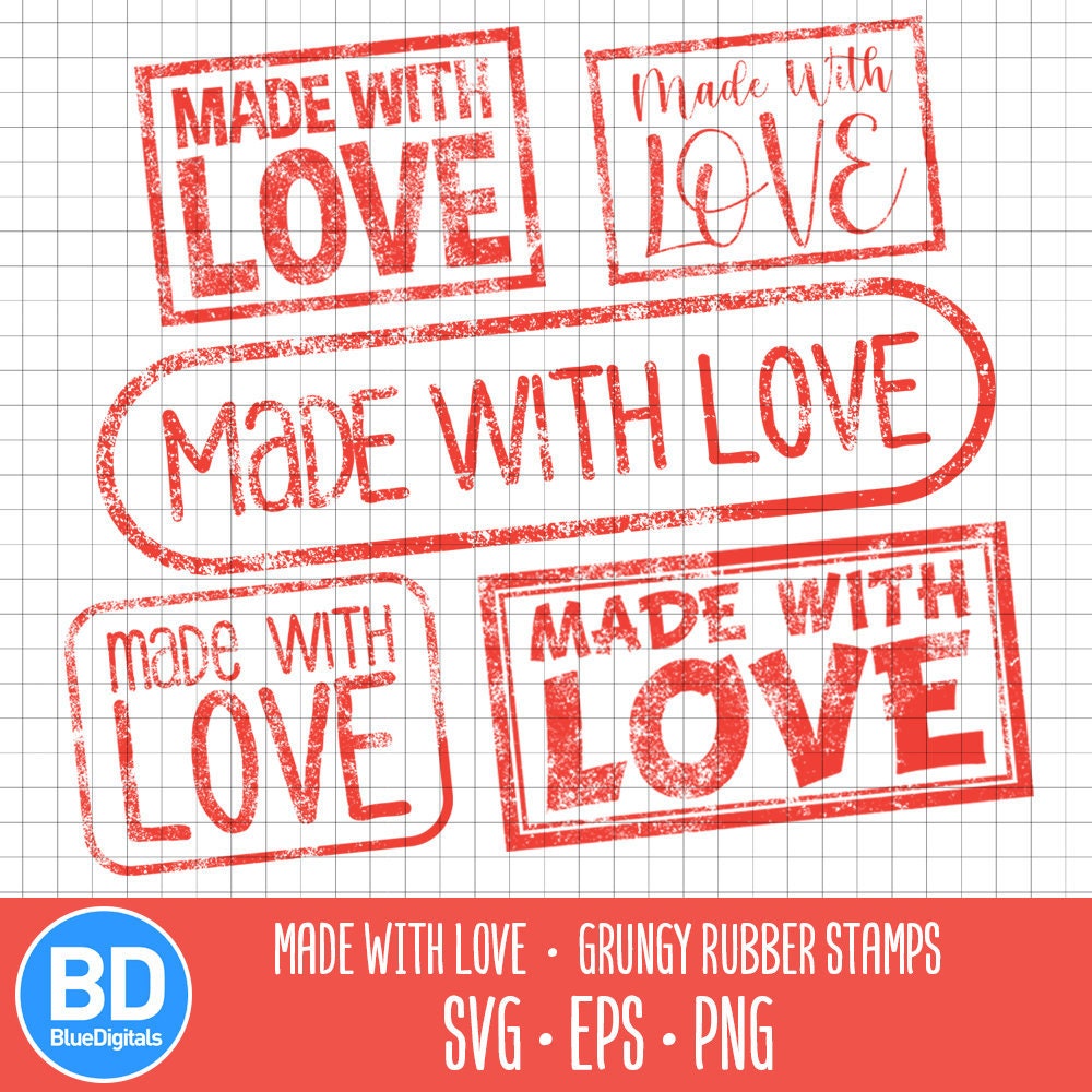 Made With Love SVG Vector Rubber Stamps PNG Rubber Stamps - Etsy