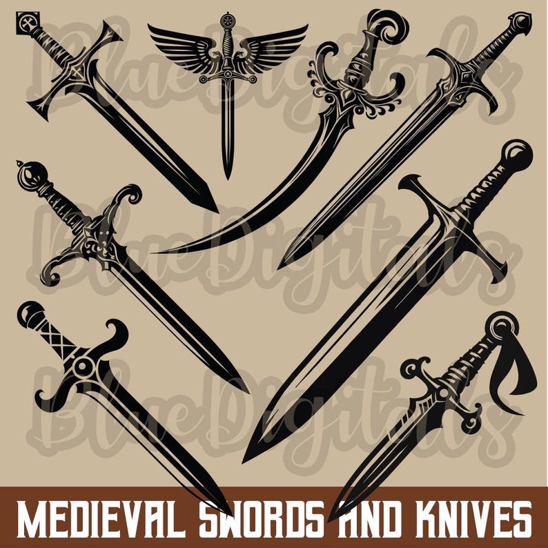 Sword Svg, Medieval Swords SVG Bundle, Png Bundle of Swords and Knives ...