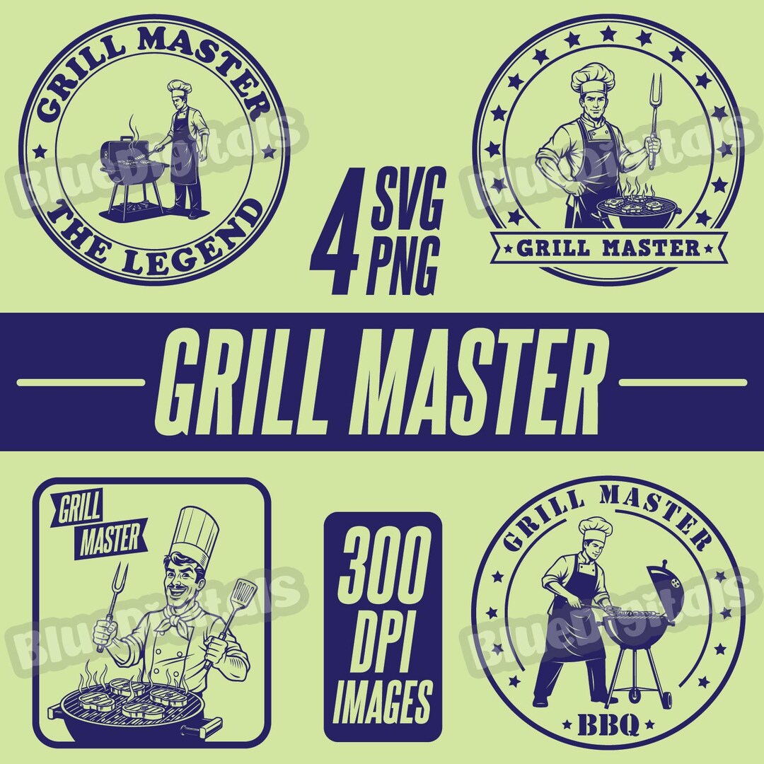 Grill Master SVG Badges and Logos, BBQ Shop Png and Svg Set, Barbecue ...