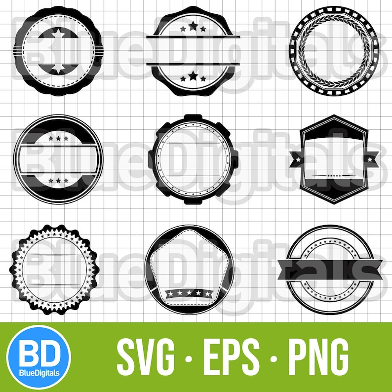 Vector Blank Badges SVG Rubber Stamps EPS Vector Badges Set of PNG ...