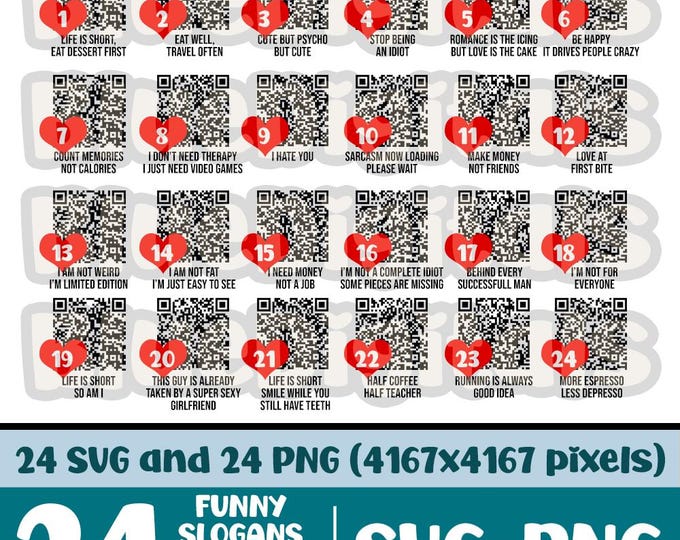 Funny Slogans SVG | T-shirt Slogans QR Code | QR Code Eps Vector | Set ...