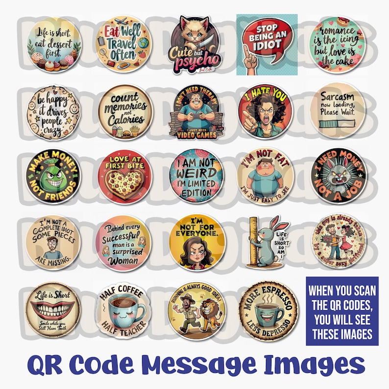 Funny Messages QR Code Svg, Funny Slogans With QR CODE Png Bundle, Qr ...