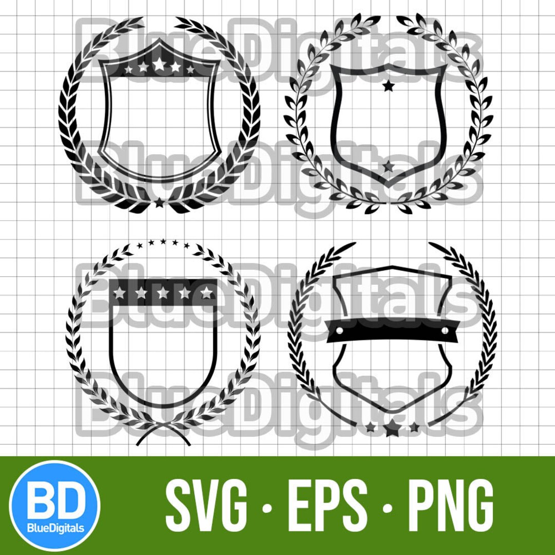 SVG Badges With Wreaths | EPS Vector Classical Badges | PNG 300 Ppi ...