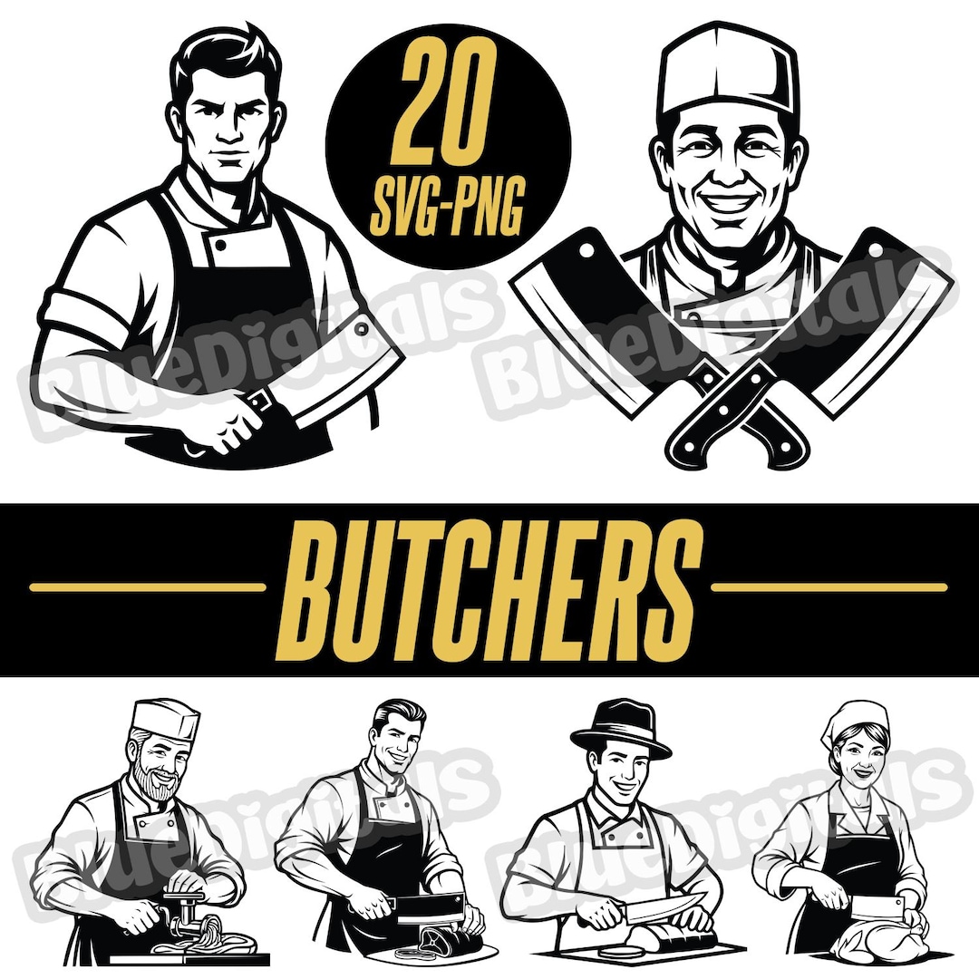 Butchers SVG, Butchery Themed SVG and PNG Files, Butcher Men and Women ...