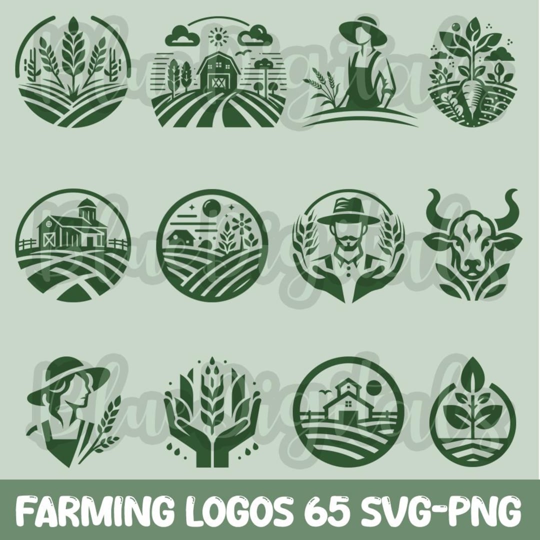 Farming Logos Svg, Agricultural Logo Bundle Svg, Farmer Logo Silhouette ...