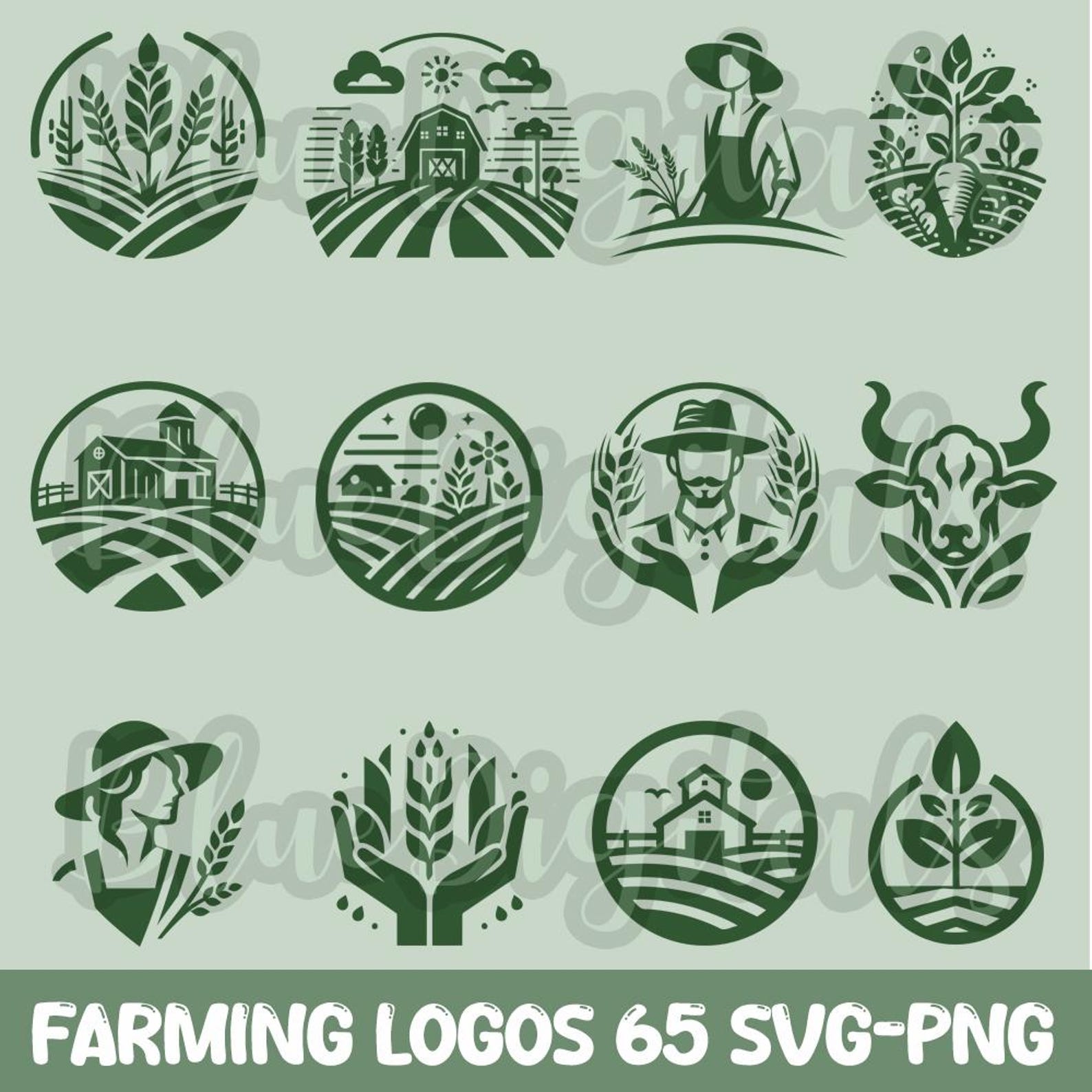 Farming Logos Svg, Agricultural Logo Bundle Svg, Farmer Logo Silhouette ...