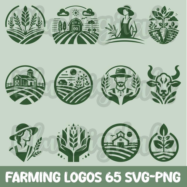 Farming Logos Svg, Agricultural Logo Bundle Svg, Farmer Logo Silhouette ...