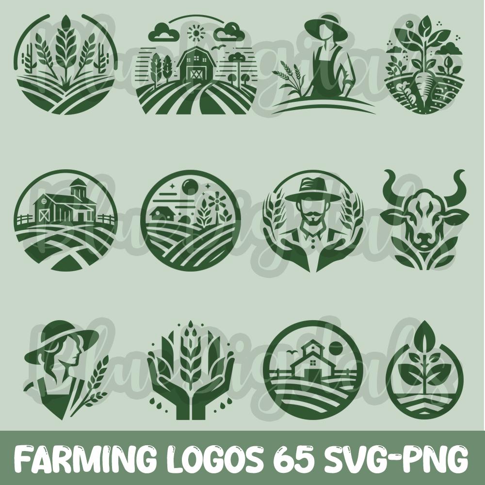 Farming Logos Svg, Agricultural Logo Bundle Svg, Farmer Logo Silhouette ...