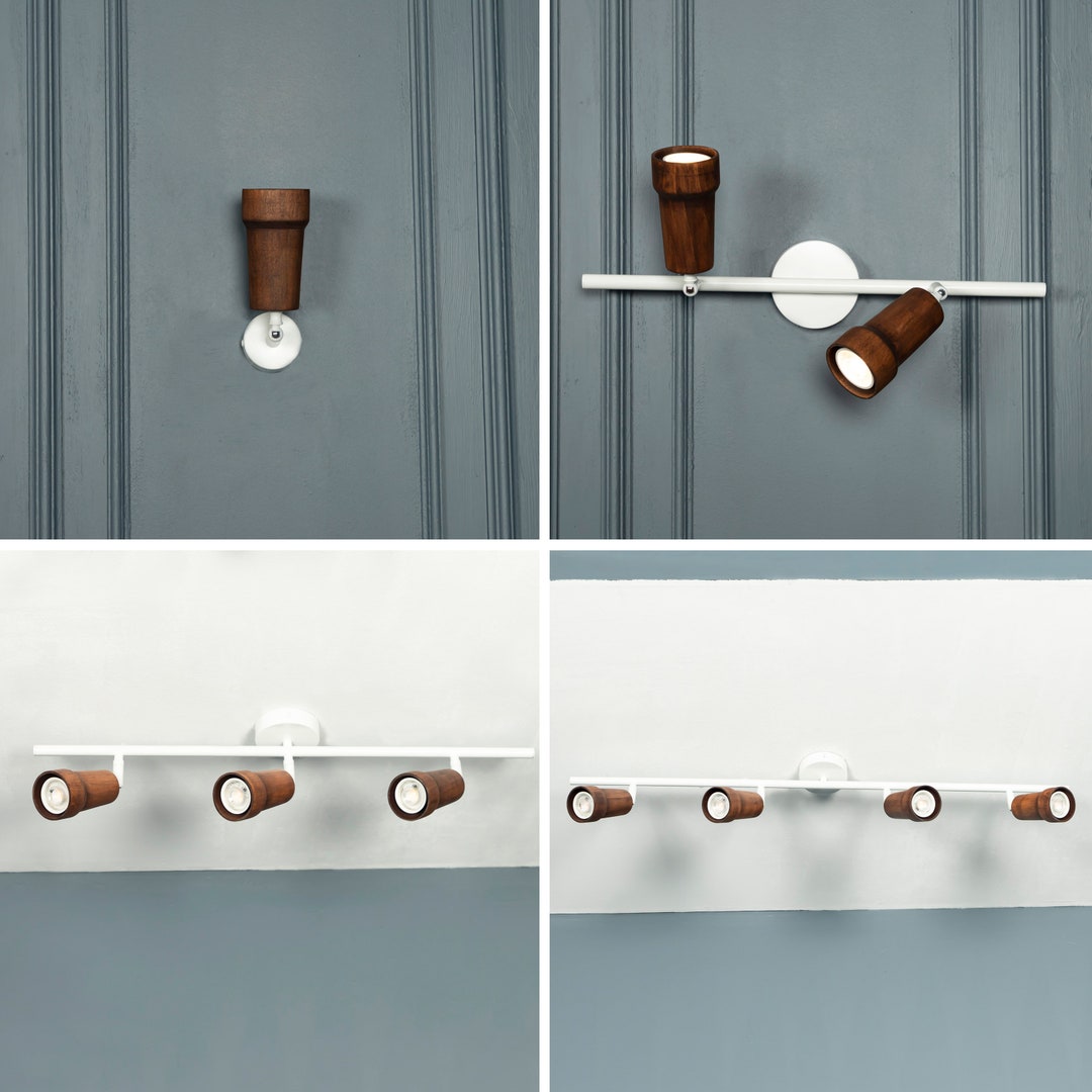 Modern Minimalist White With Wenge Wall & Ceiling Lamp, Natural Wood ...