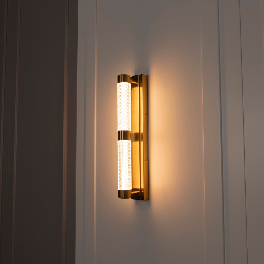 Crystal Glass Wall Lamp, Art Deco Wall Light, Handmade Bathroom Vanity ...