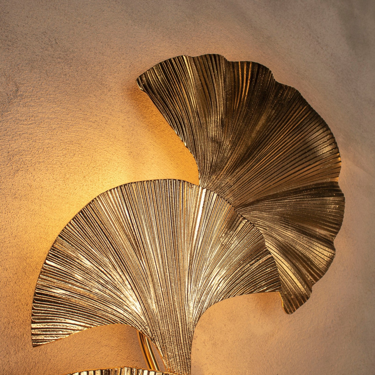 Mid Century Triple Ginkgo Leaf Wall Sconce, Handmade Gold Lamp, Home ...
