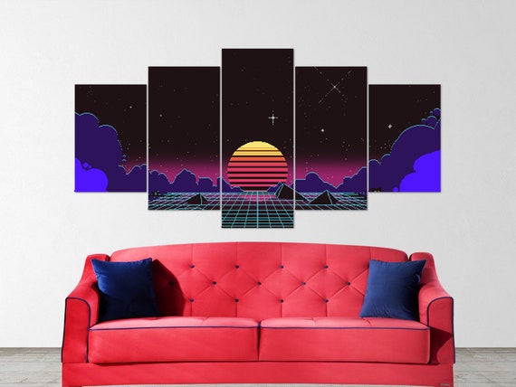 Vaporwave Wall Art Retro Scenery Canvas Retrowave Wall Art | Etsy