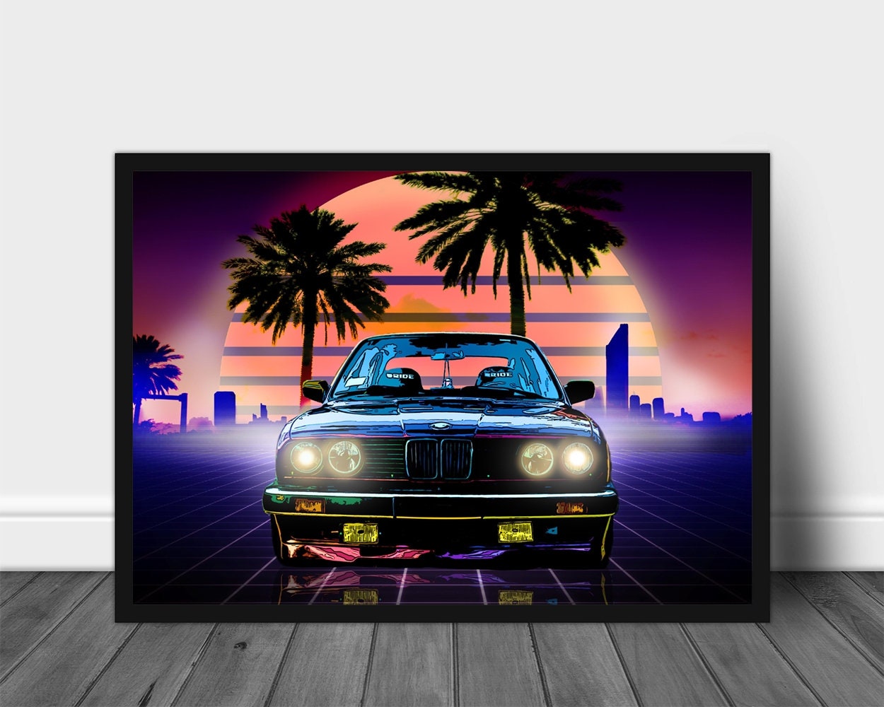 Vaporwave Wall Art Neon Car Poster Retrowave Poster - Etsy
