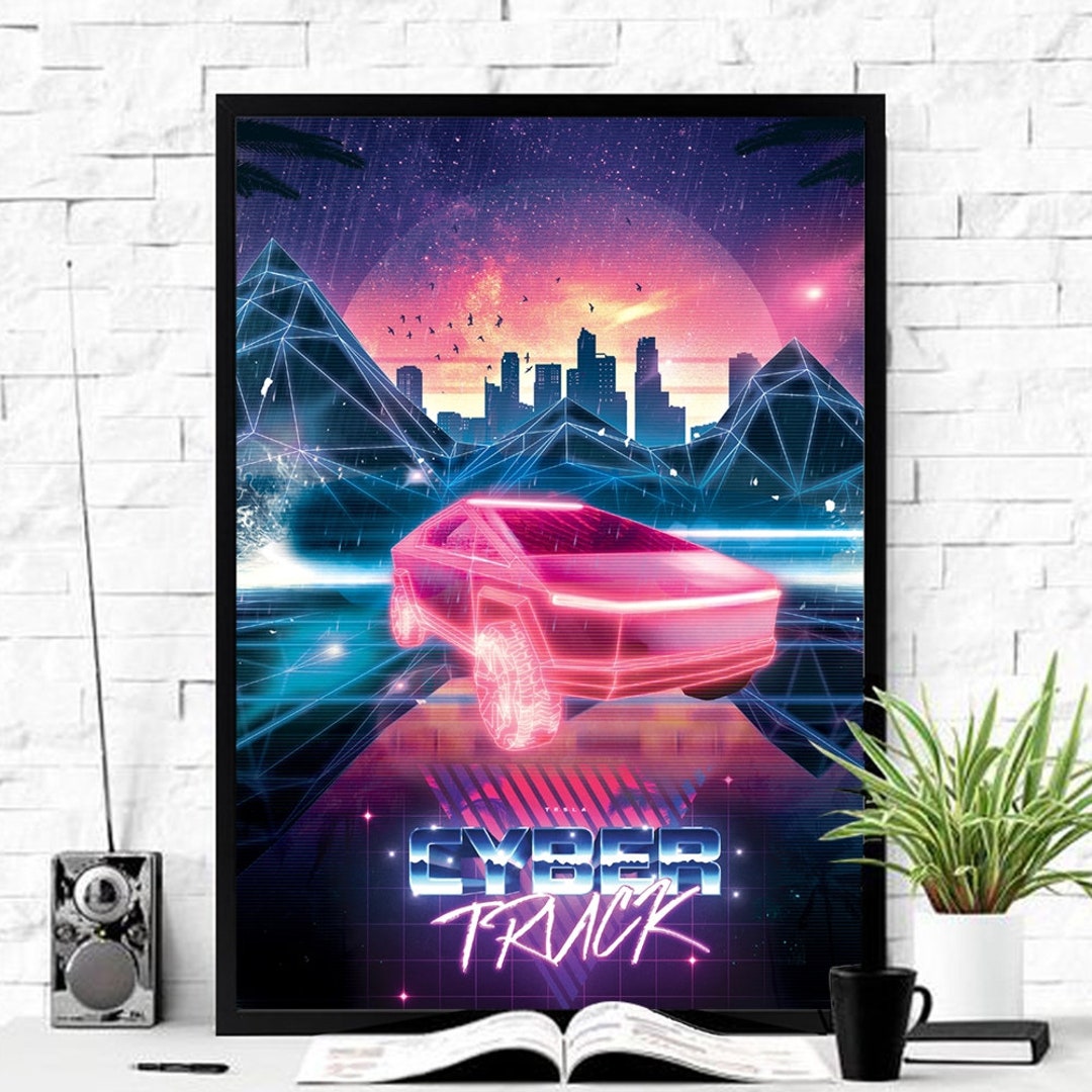 Vaporwave Wall Art, Neon Car Poster, Retrowave Poster, Synthwave Wall ...