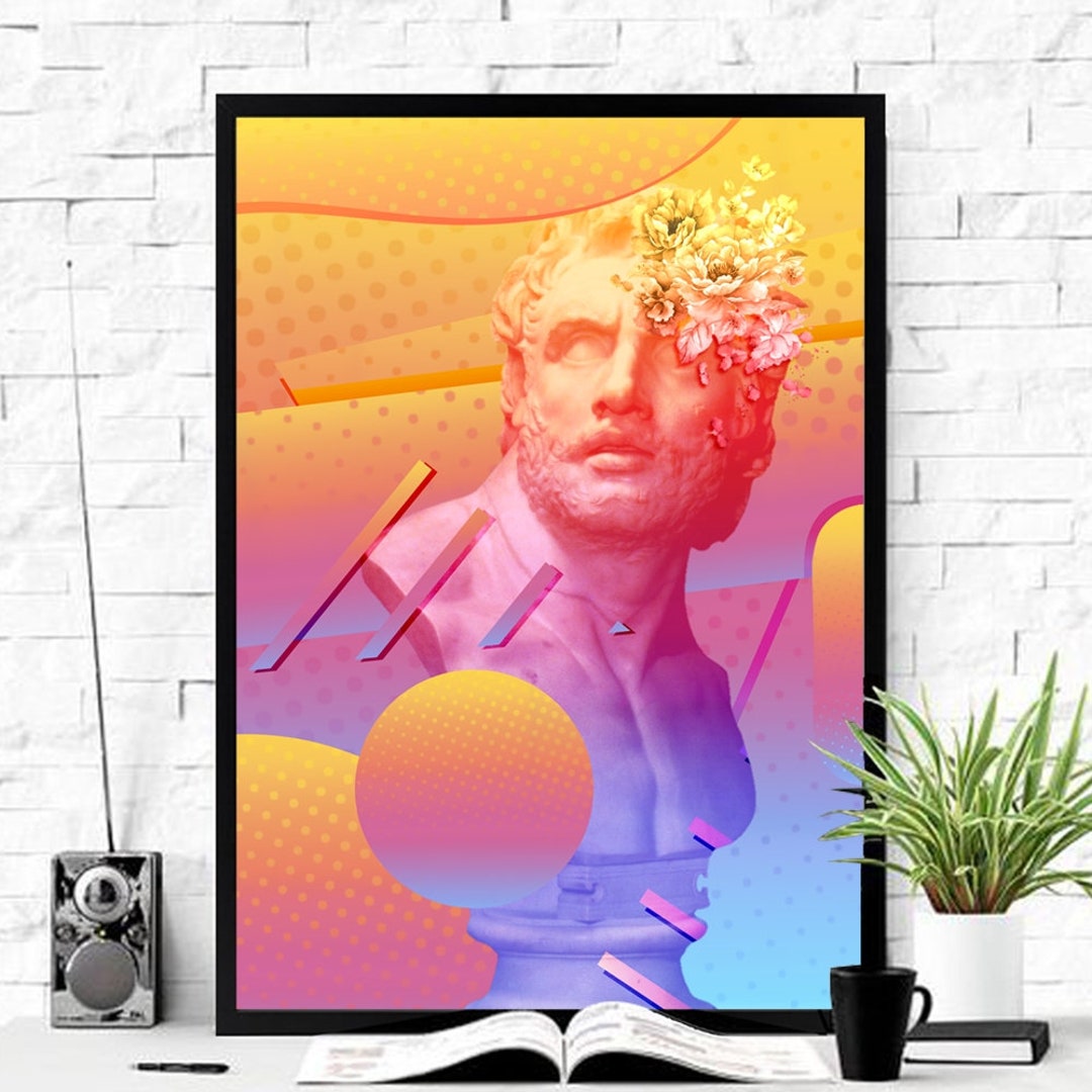Vaporwave Poster, Retrowave Poster, Vaporwave Wall Art, Sculpture Wall ...