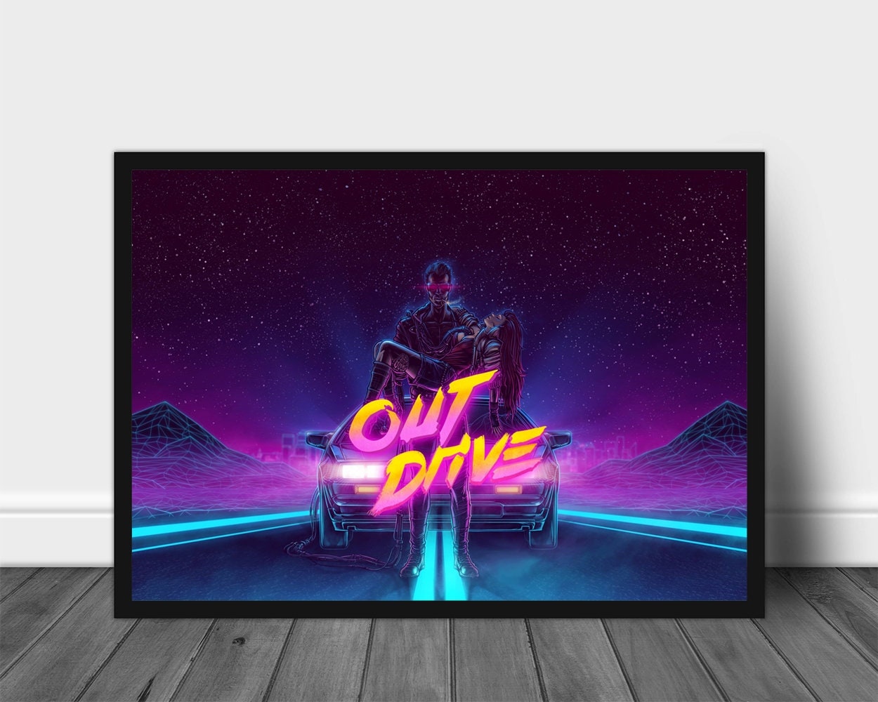Vaporwave Wall Art Neon Car Poster Retrowave Poster - Etsy