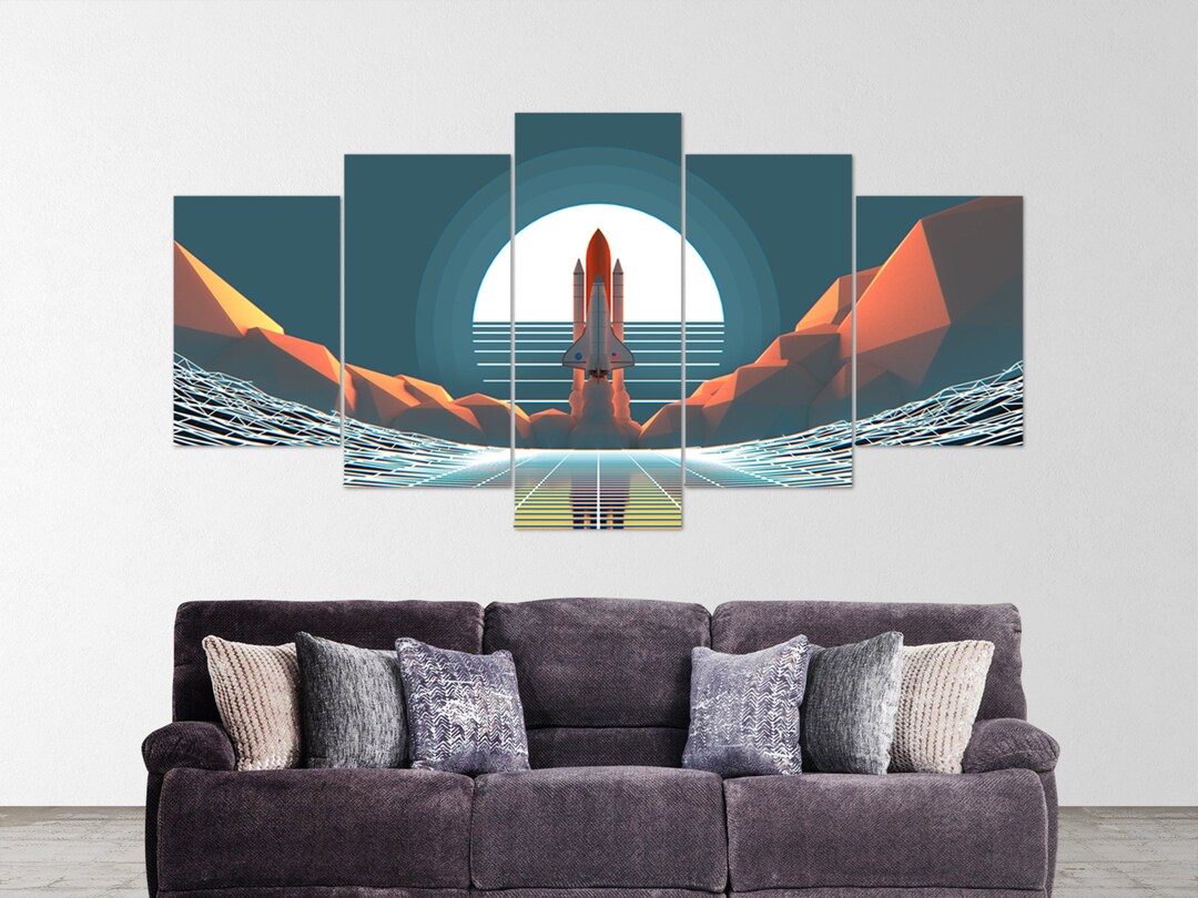 Vaporwave Wall Art, Retro Scenery Canvas, Retrowave Wall Art, Vaporwave ...