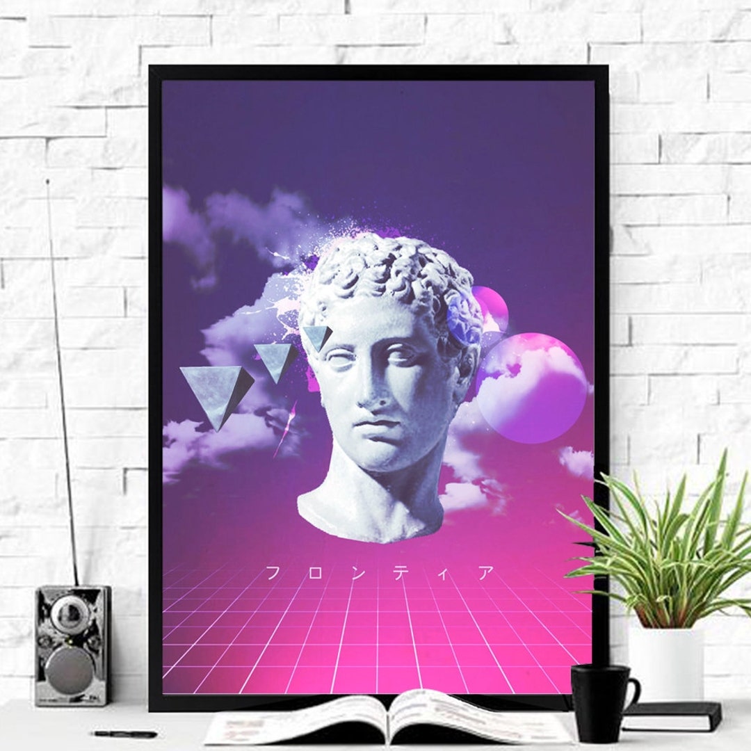 Vaporwave Poster, Retrowave Poster, Vaporwave Wall Art, Sculpture Wall ...
