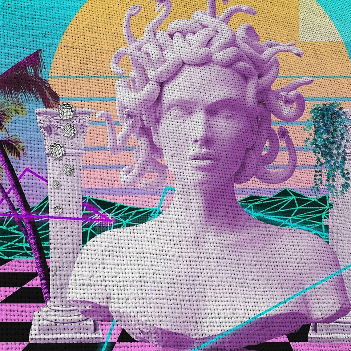 Vaporwave Wall Art Pop Art Artwork Canvas Sculpture Wall - Etsy