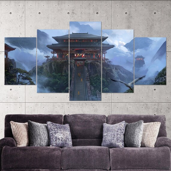 Japanese Temple Canvas Decor Craft Supplies & Tools Surfaces Collage ...
