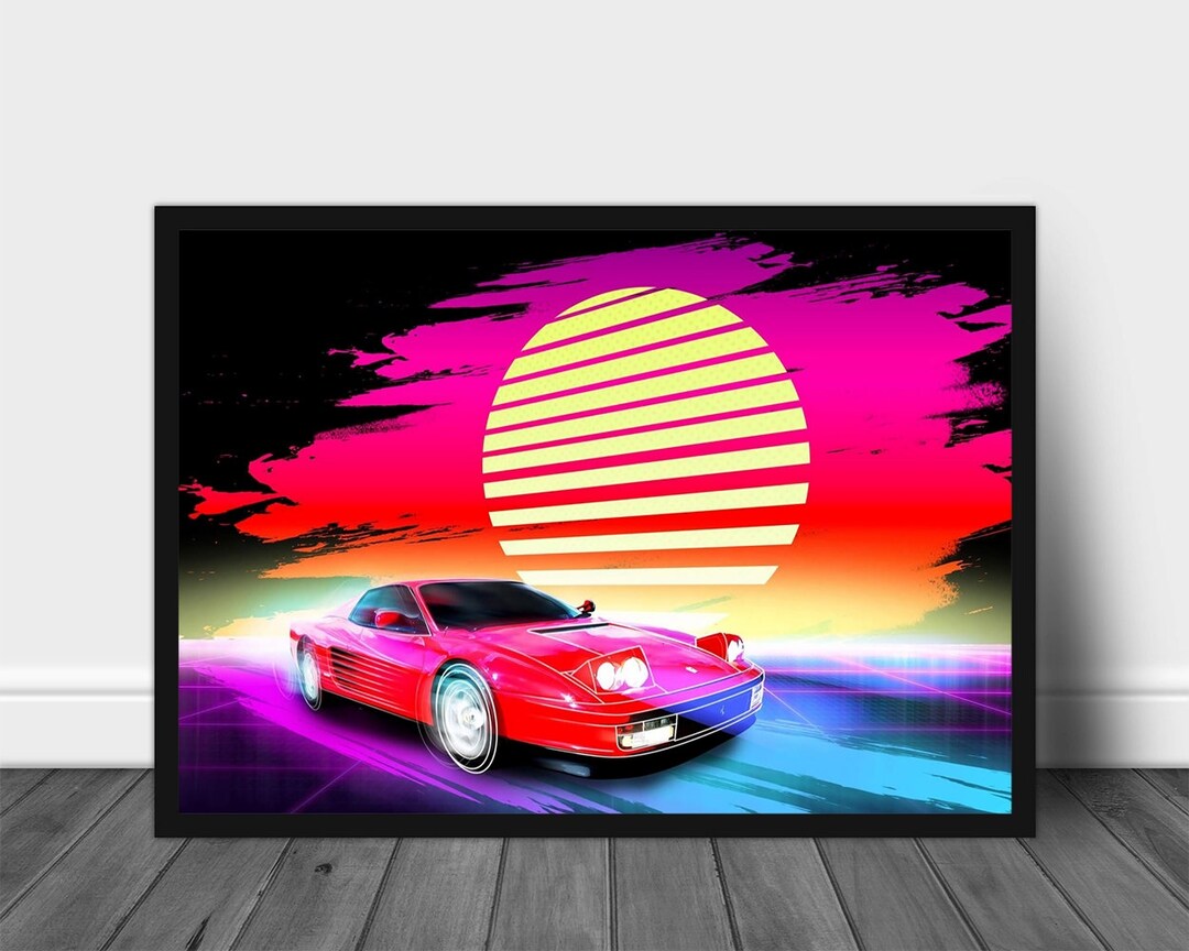 Vaporwave Wall Art Neon Car Poster Retrowave Poster - Etsy