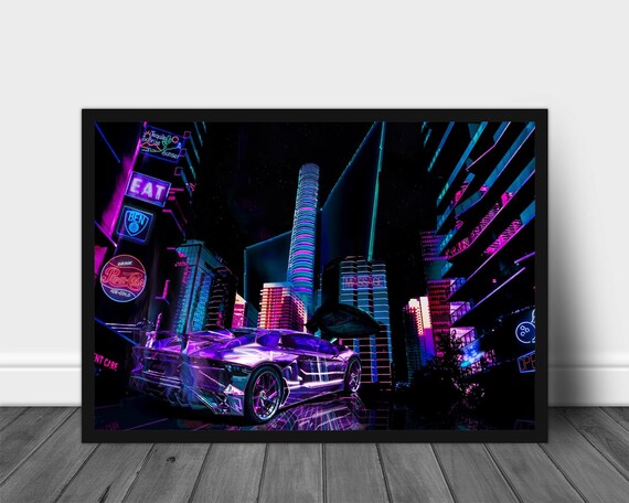 Vaporwave Wall Art Neon Car Poster Retrowave Poster - Etsy