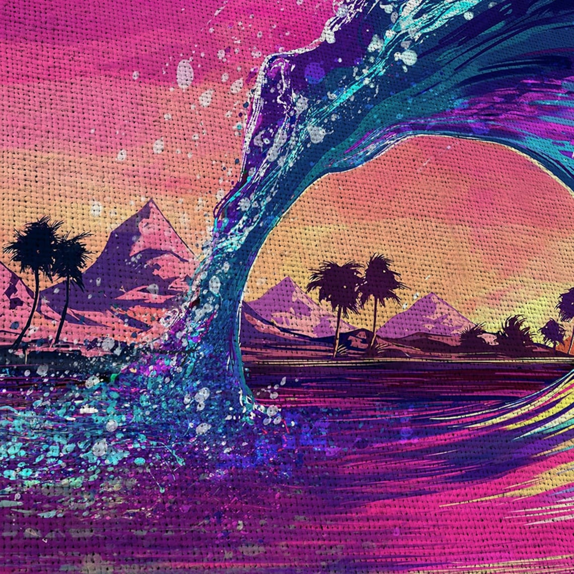 Vaporwave Wall Art Wave Canvas Art Retro Scenery Canvas - Etsy UK