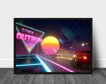 Vaporwave Wall Art Neon Car Poster Retrowave Poster | Etsy