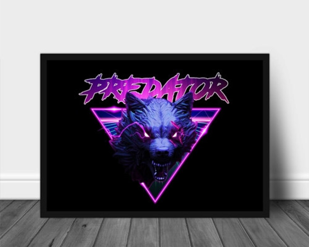 Wolf Poster, Predator Poster, Vaporwave Poster, Retrowave, Cyberpunk ...