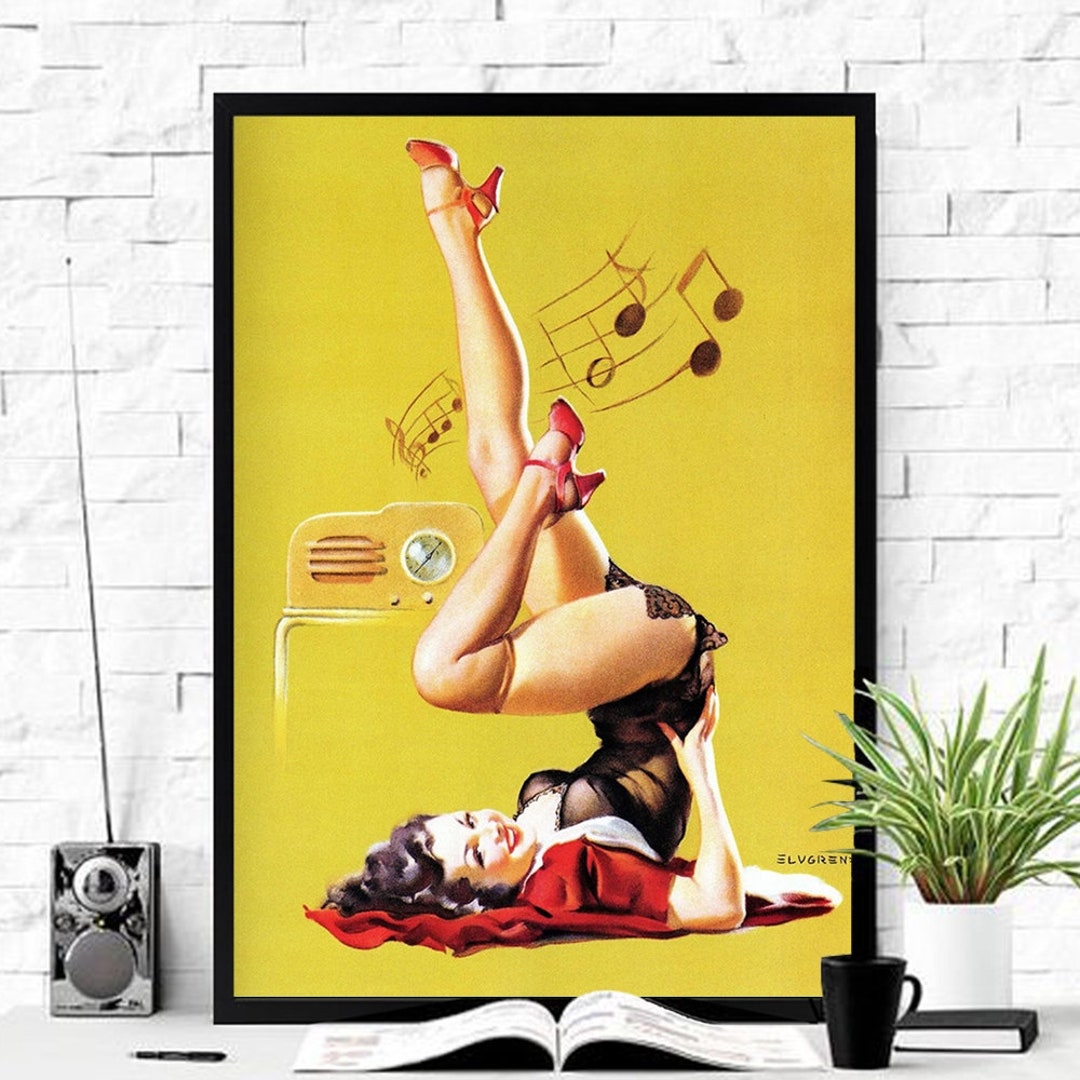 Pin up Girls Poster, Gil Elvgren Painting Wall Art , Vintage Poster, Living Room Decor, Pop Art ...