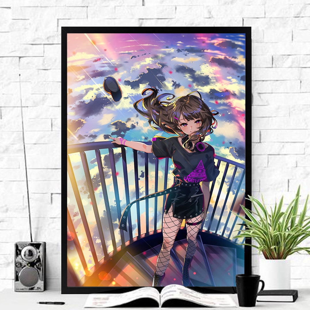 Anime Girl Poster, Vaporwave Poster, Retrowave Poster, Cyberpunk Poster ...