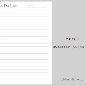 Minimalist to Do List Printable, Daily to Do List Task Checklist ...