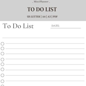 Minimalist to Do List Printable, Daily to Do List Task Checklist ...