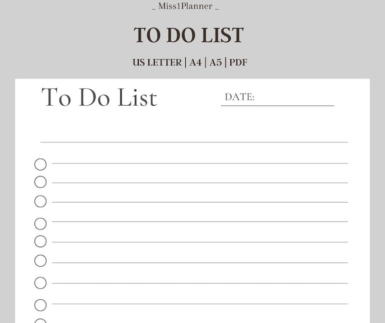 Minimalist to Do List Printable, Daily to Do List Task Checklist ...