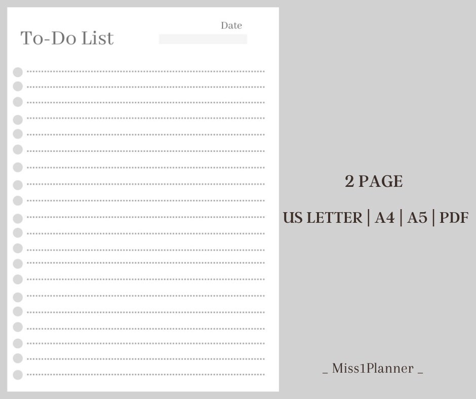 Minimalist to Do List Printable Daily to Do List Task - Etsy