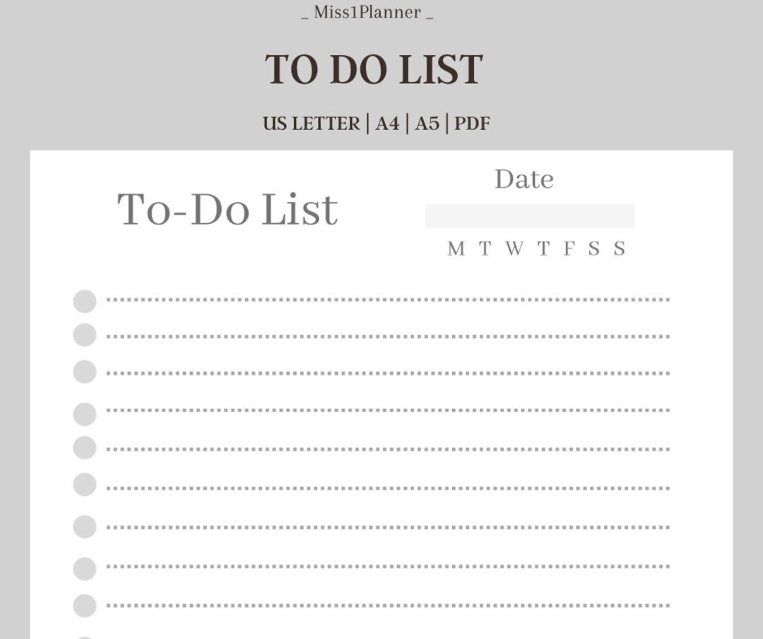 Minimalist to Do List Printable Daily to Do List Task - Etsy