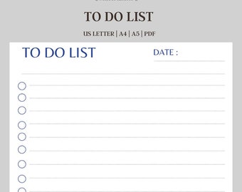 Minimalist to Do List Printable, Daily to Do List Task Checklist ...