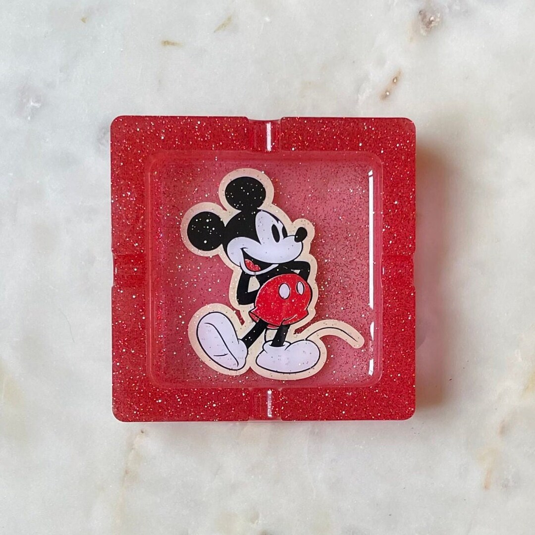 Classic Disney Toe Tap Mickey Mouse Custom Color Glitter Epoxy Ashtray ...