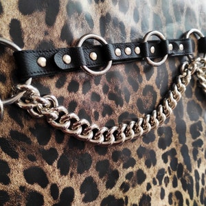 Black Leather O-ring N Chain Belt - Etsy