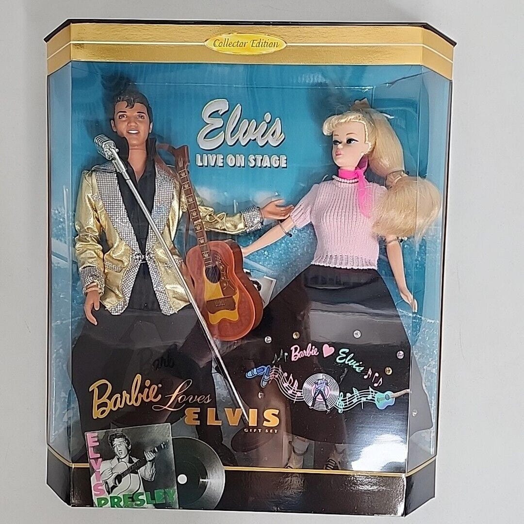 1996 Barbie Loves Elvis Gift Set Ken Doll Poodle Skirt Early Collector ...
