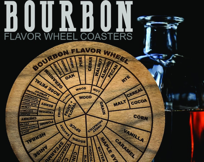 Bourbon Flavor Wheel Rustic Coaster Set Perfect for Whiskey Drinkers ...