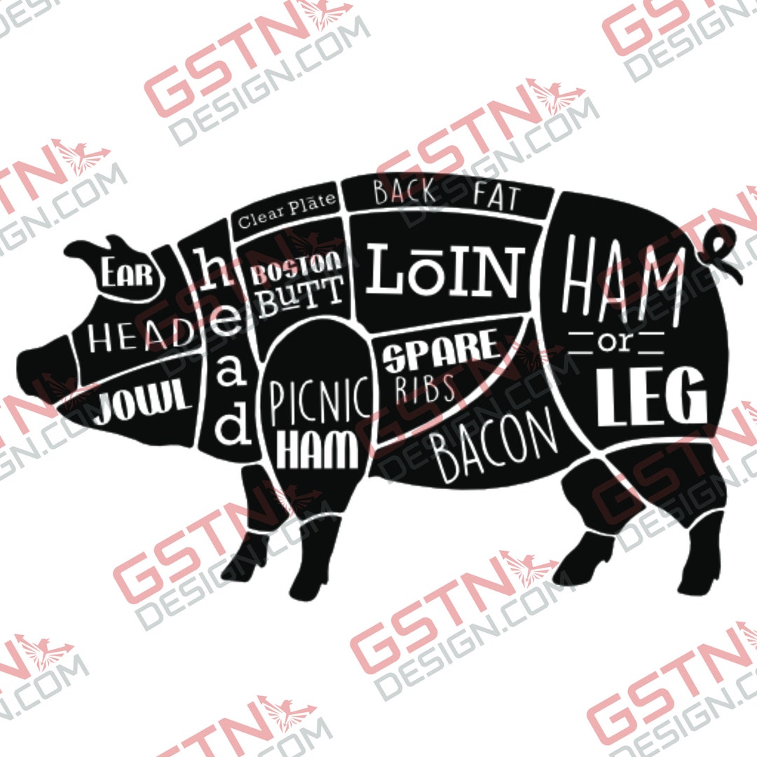 Pig Hog Meat Cuts Downloadable File Pack for Cricut Crafts Shirts ...