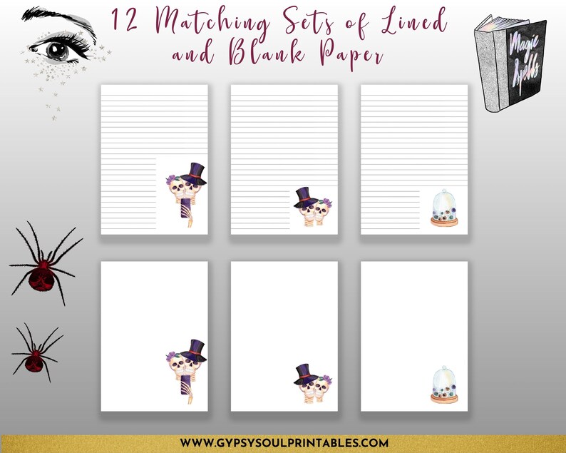 Spooky Halloween Stationary, Halloween Prints, Autumn Paper Set, Lined ...